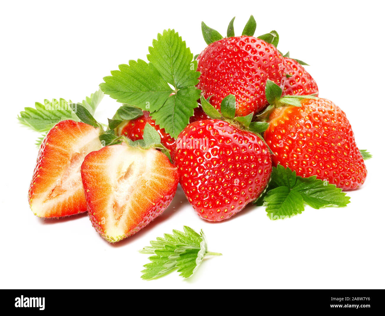 Strawberries on white Background Stock Photo - Alamy