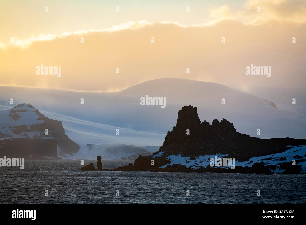 The windy and remote landscape of the South Shetland Islands off the ...