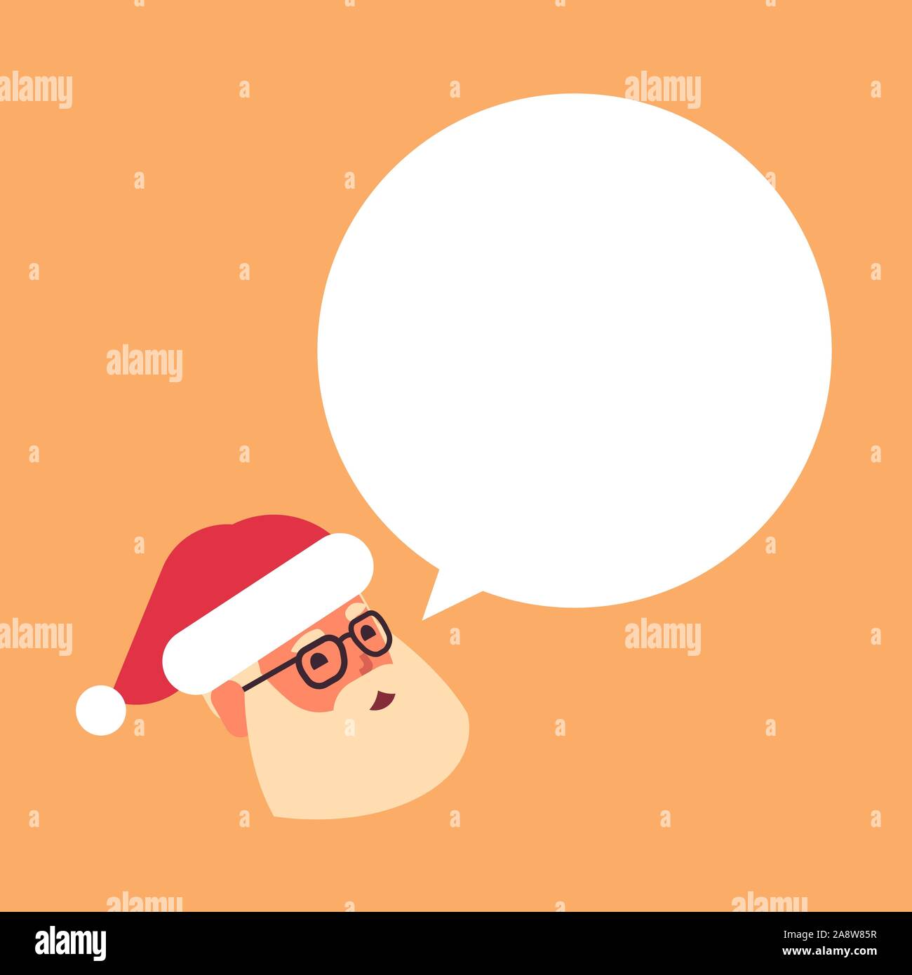 santa claus head with chat bubble speech merry christmas happy new year ...