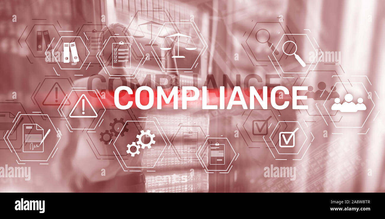 Compliance diagram with icons. Business concept on abstract background ...