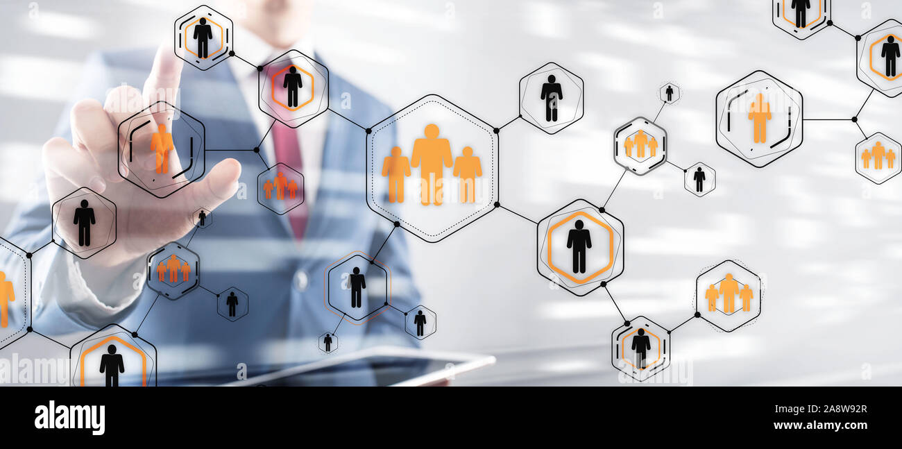 People icons Social network. Orange and black people icons Stock Photo ...