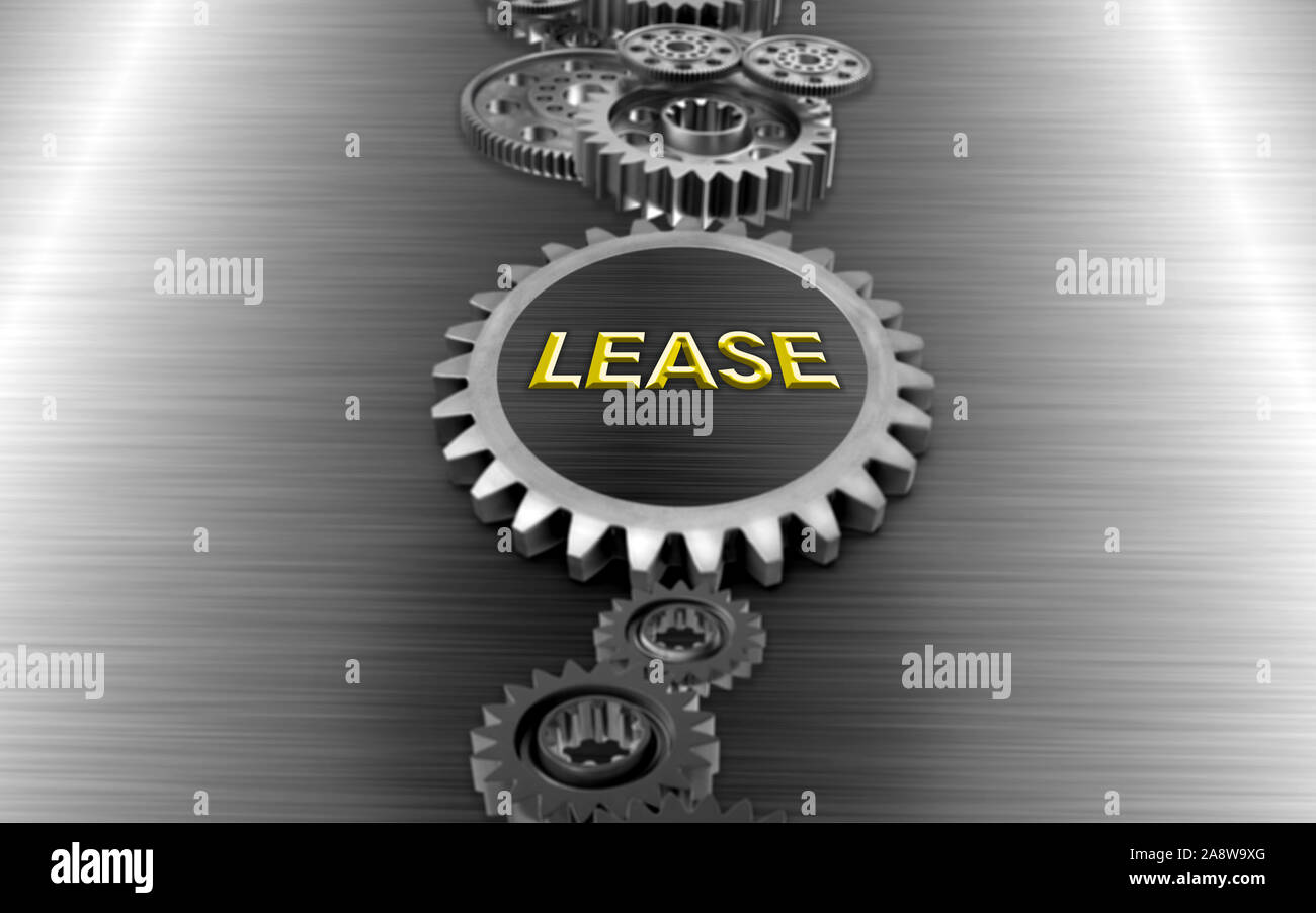 Lease text in a gear of a big machine on metallic background. High ...