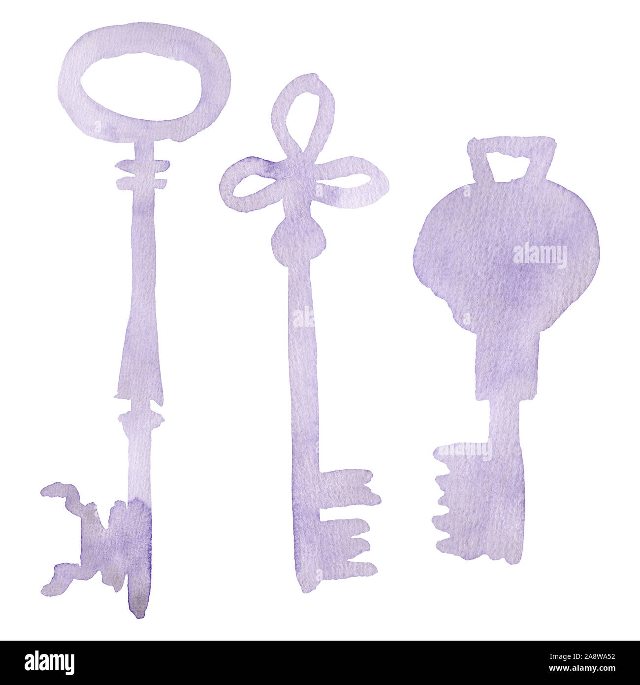 Isolated old key illustration element. Watercolor background ...
