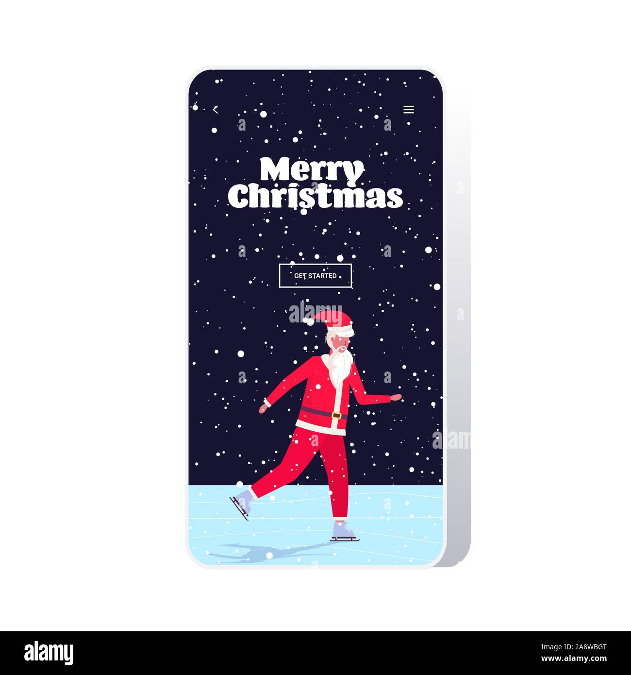 santa claus skating on ice rink winter sport activity merry christmas ...