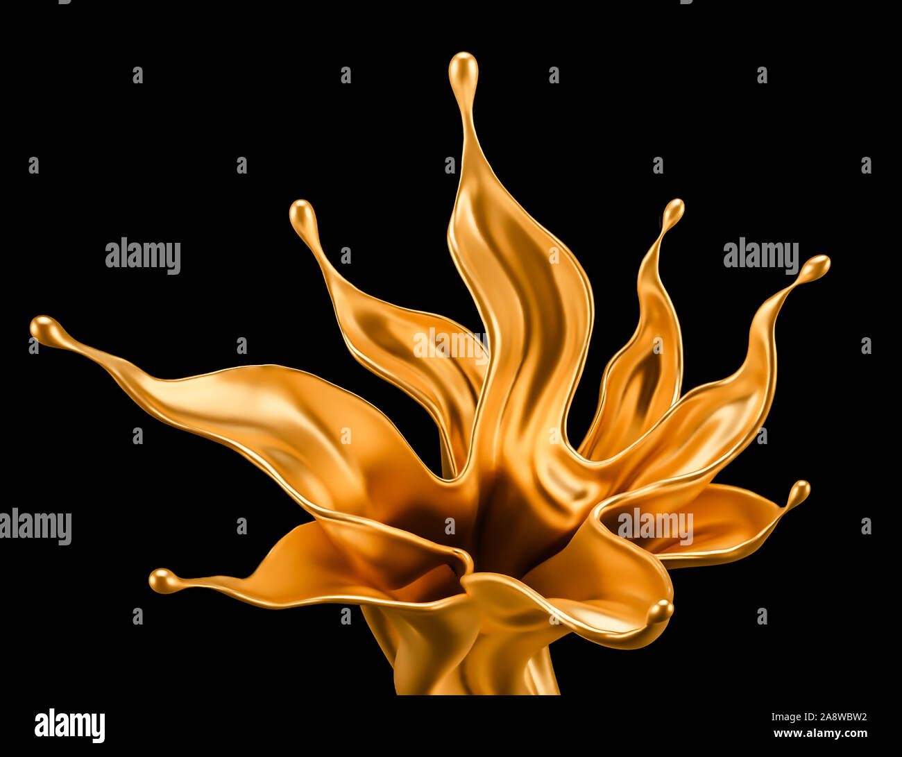 Splash gold black background. 3d rendering 3d illustration Stock Photo ...