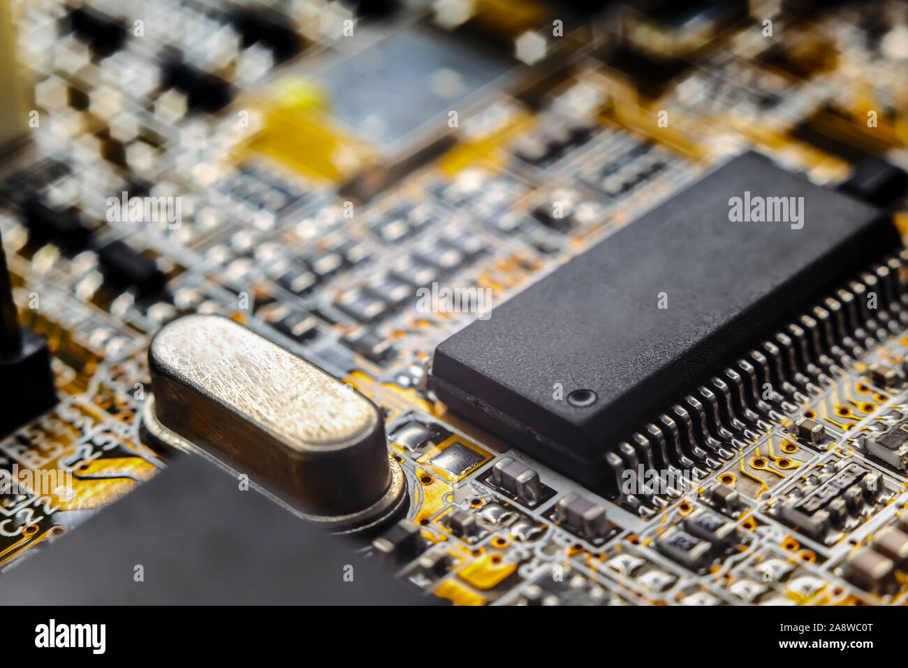 Electronic circuit blur close up computer microcircuits Stock Photo - Alamy