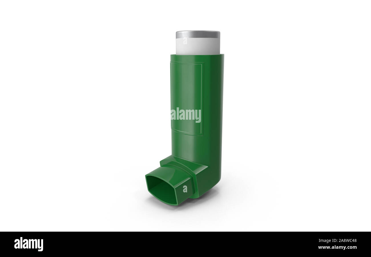 3D Inhaler against white background with real drop shadow to symbolize ...