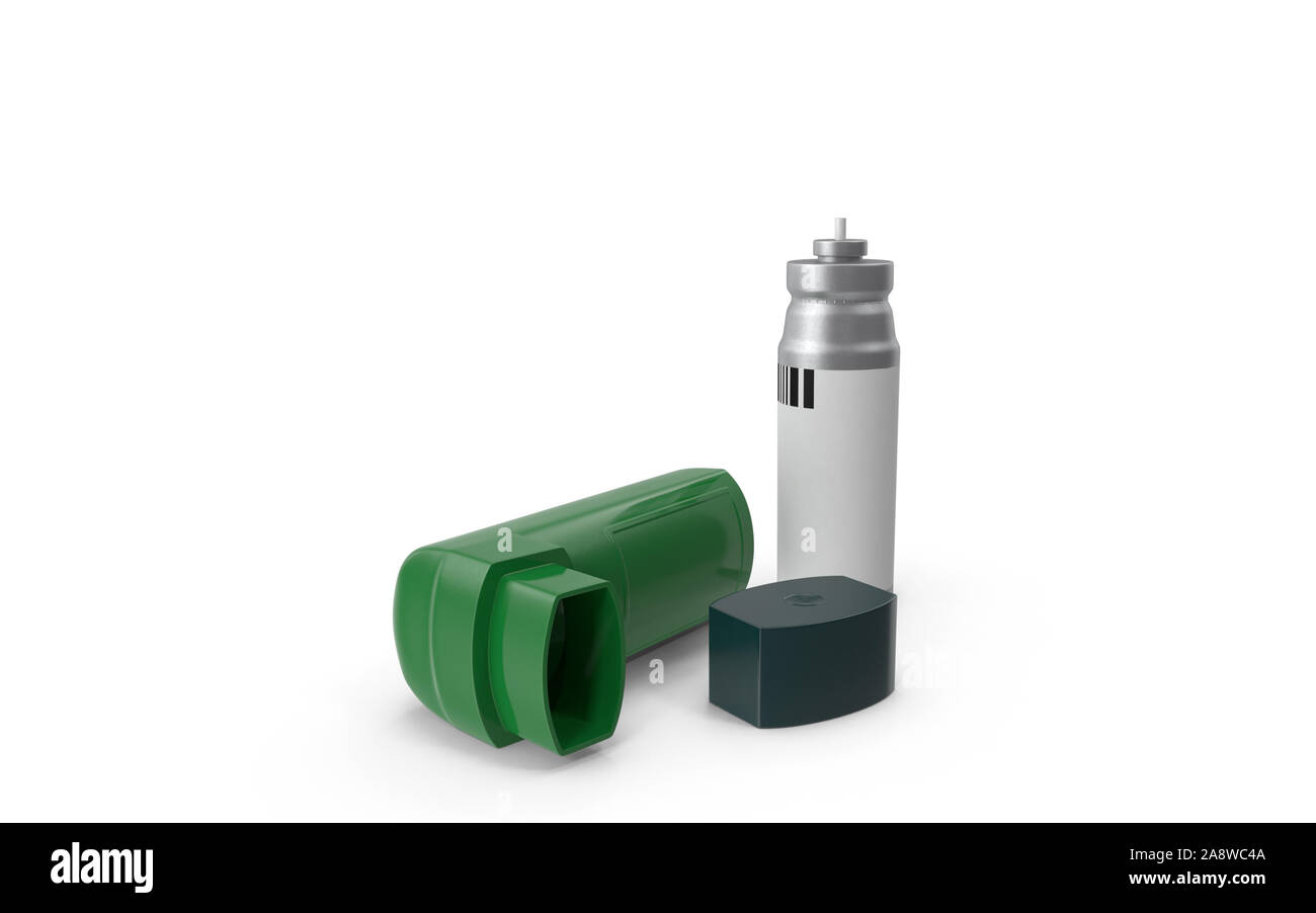 3D Inhaler against white background with real drop shadow to symbolize ...