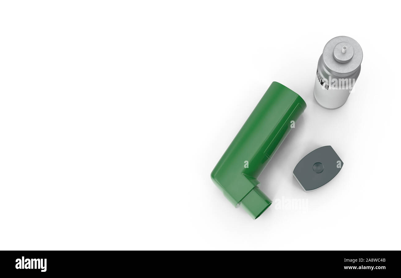 3D Inhaler against white background with real drop shadow to symbolize ...