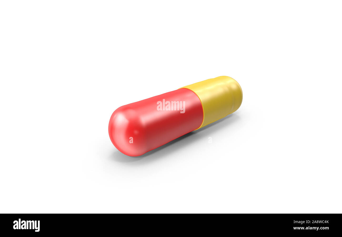 3D Pill against white background with real drop shadow to symbolize ...