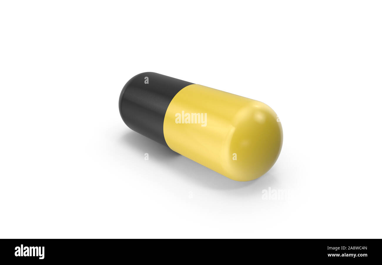 3D Pill against white background with real drop shadow to symbolize ...