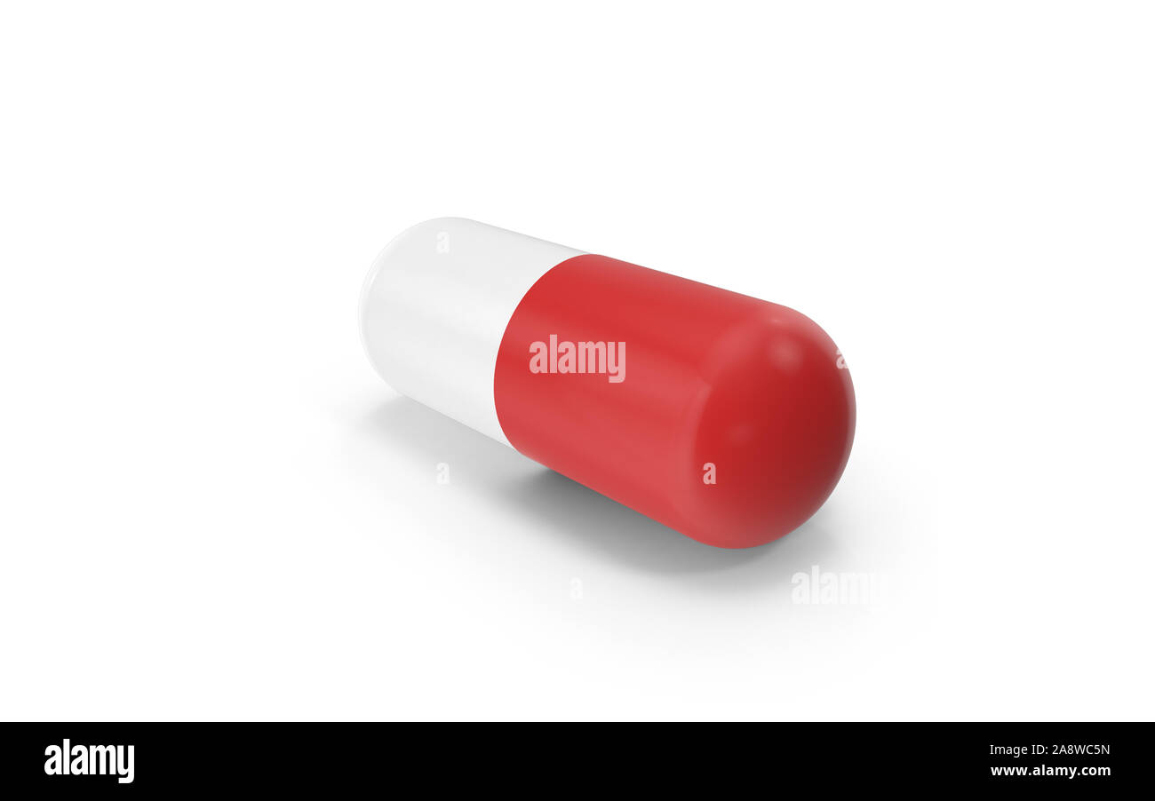 3D Pill against white background with real drop shadow to symbolize ...