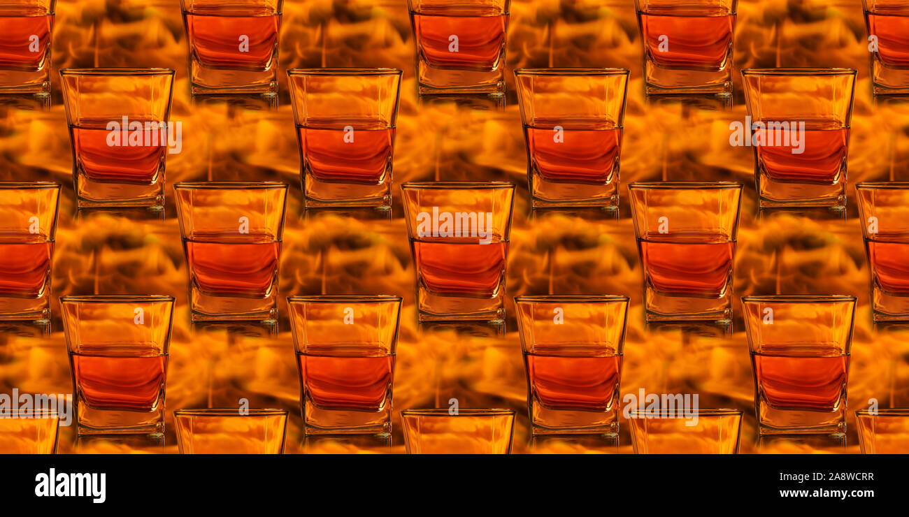 Natural fire background with whiskey glasses. Collage Stock Photo - Alamy