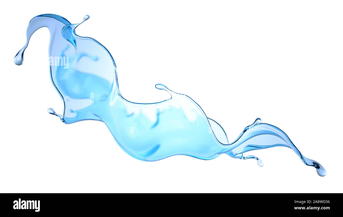 Splash of water on a white background isolated. 3d rendering 3d ...