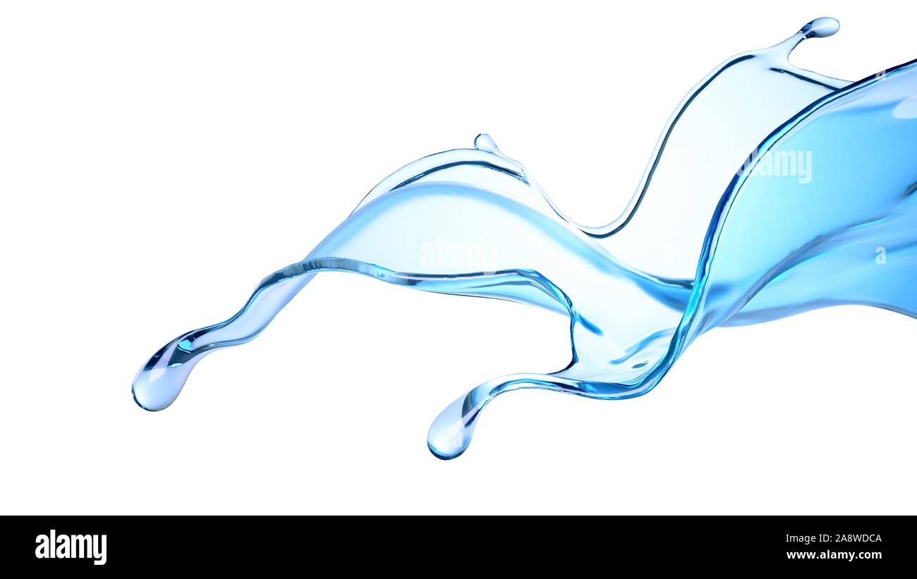 Splash of water on a white background isolated. 3d rendering 3d ...