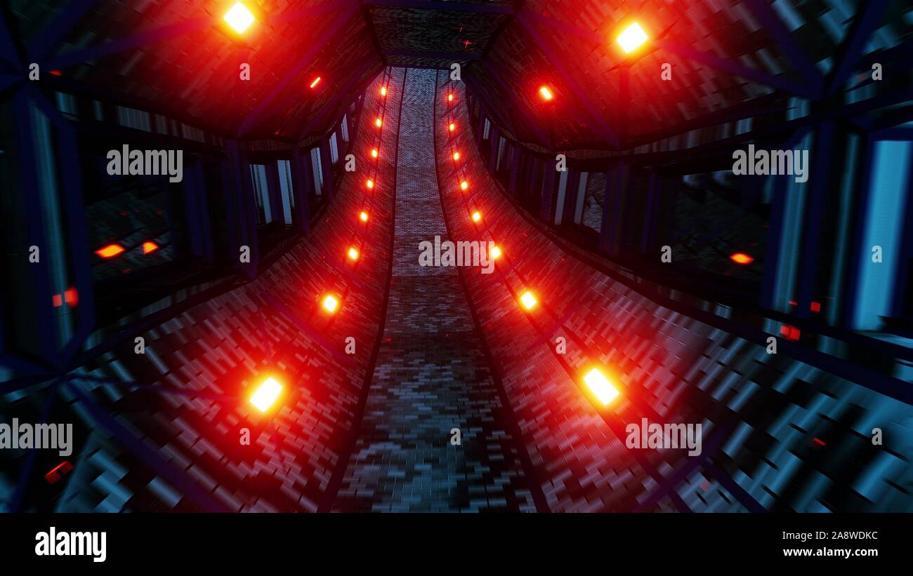 fantasy dungeon tunnel corridor with bricks texture and glass windows ...