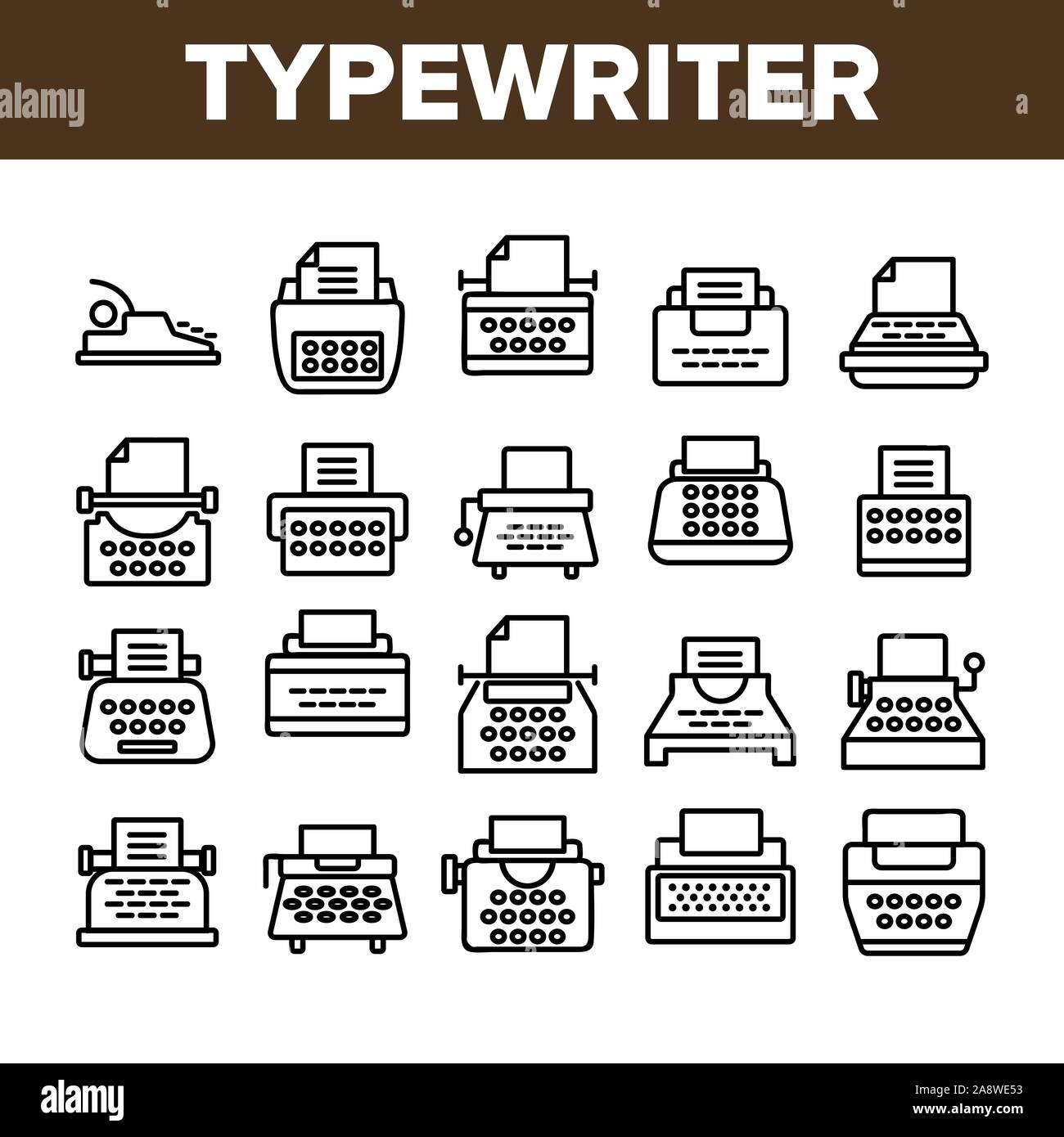 Typewriter Collection Elements Icons Set Vector Stock Vector Image ...