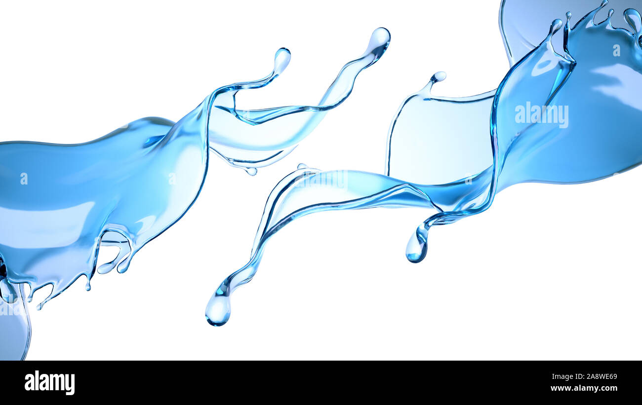 Splash of water on a white background isolated. 3d rendering 3d ...