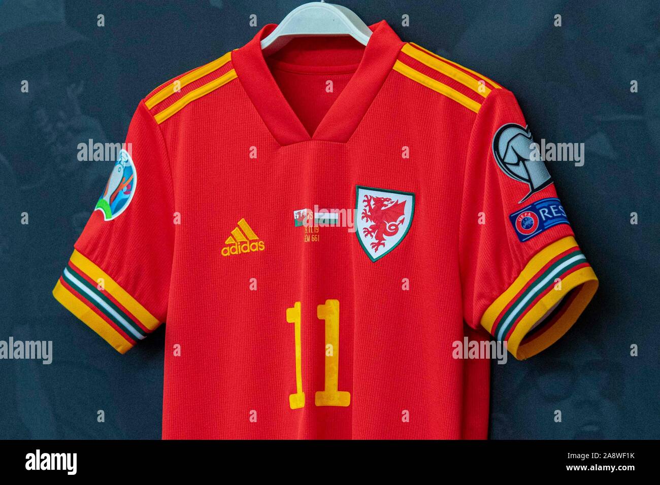 Cardiff, Wales 11/11/19. FAW match worn football shirt exhibition at St ...