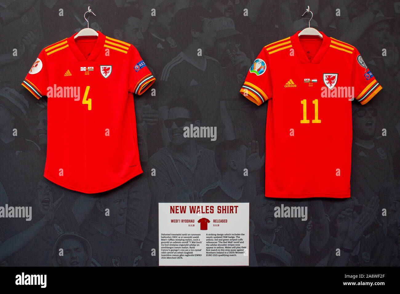 Cardiff, Wales 11/11/19. FAW match worn football shirt exhibition at St ...