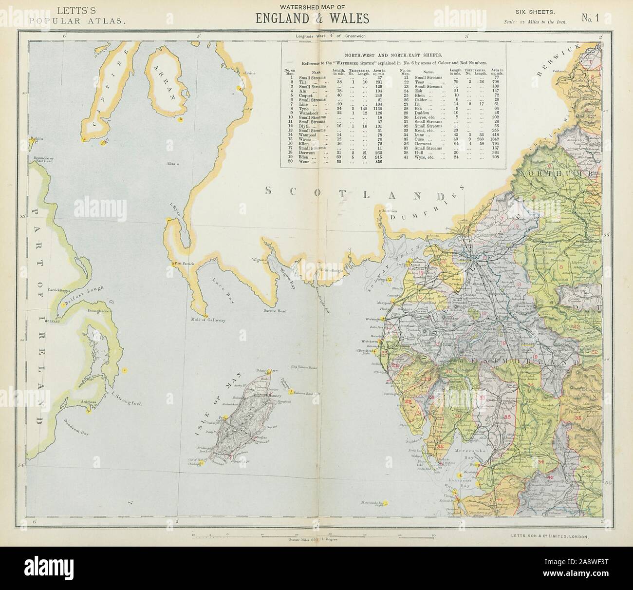 LAKE DISTRICT & ISLE OF MAN WATERSHEDS ^ Lighthouses. Cumbria. LETTS ...