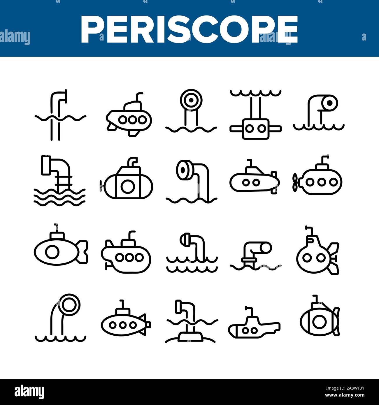 Periscope Collection Elements Icons Set Vector Stock Vector Image & Art ...