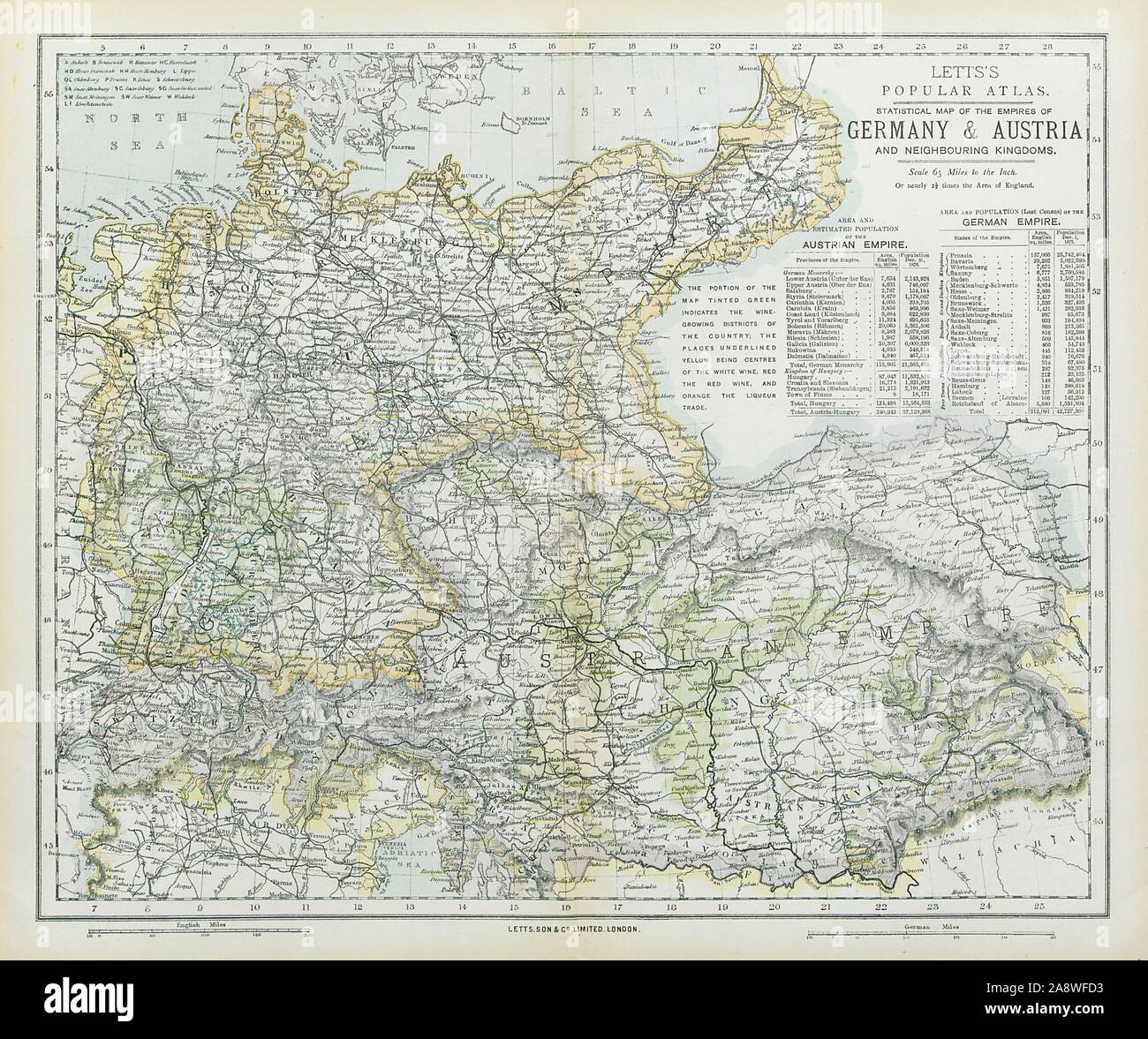 Germany and austria map with regions hi-res stock photography and ...