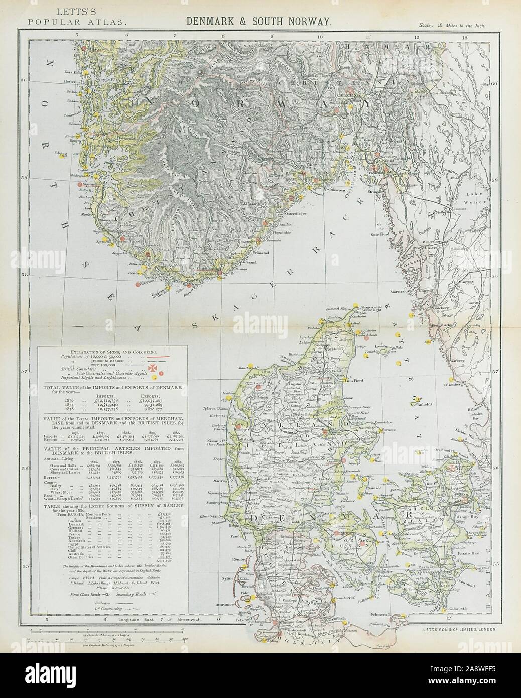 SCANDINAVIA. Denmark & Southern Norway. Lighthouses Railways. LETTS ...
