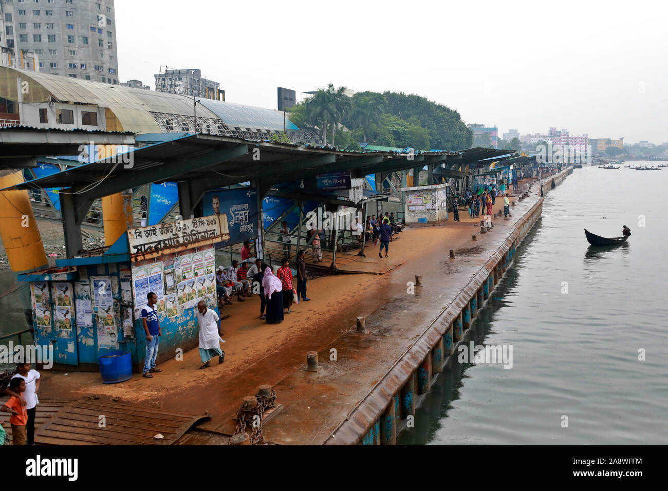 Dhaka, Bangladesh - November 09, 2019: The empty launch terminal at ...
