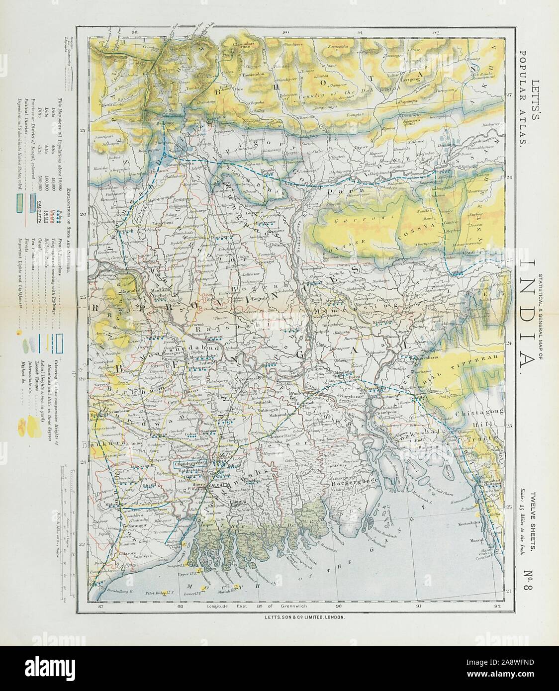 BRITISH BENGAL BANGLADESH Calcutta Bhutan Assam Tea plantations. LETTS ...