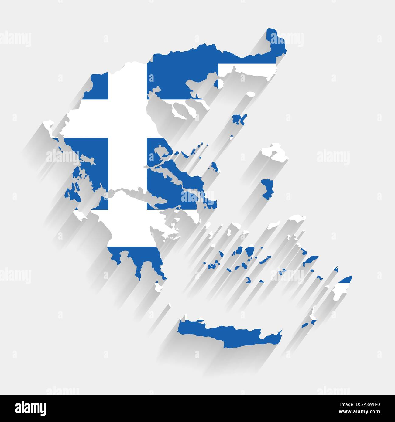 White Greece flag map on gray background, vector, illustration, eps 10 ...