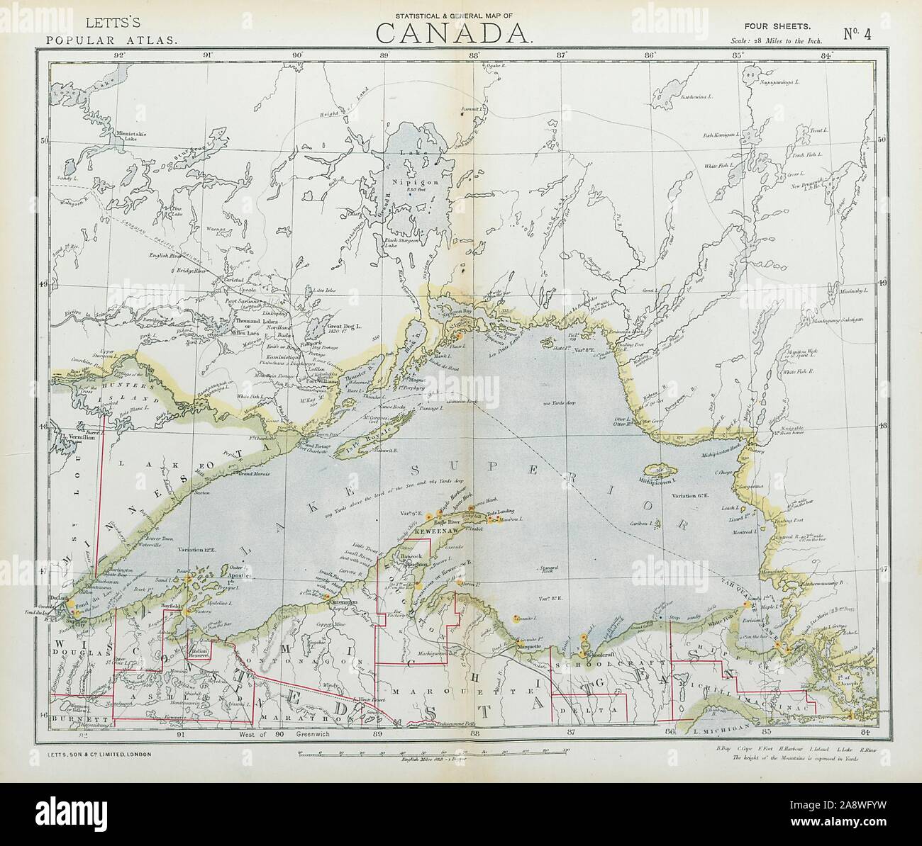 Map of lake superior hi-res stock photography and images - Alamy