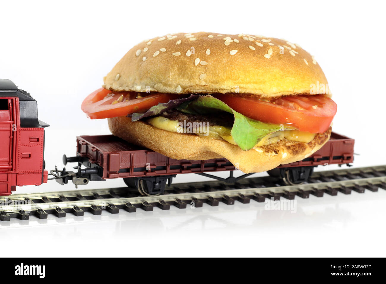 Burger on the railway platform isolated on white Stock Photo - Alamy