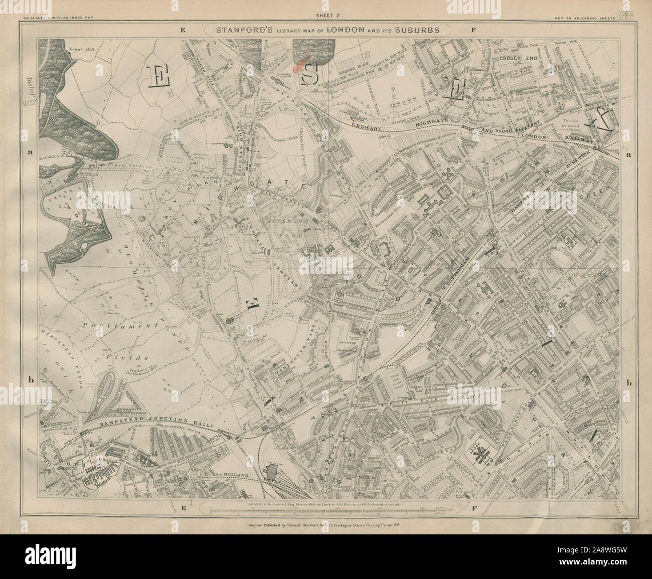 Stanford Library map of London Sheet 2 Highgate Crouch End Holloway ...