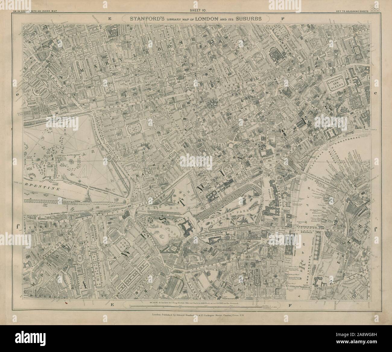 Stanford Library map of London Sheet 10 Mayfair Marylebone Westminster ...