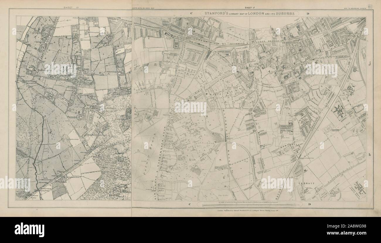 Stanford Library map of London Sheet 17/17a Putney Wandsworth ...