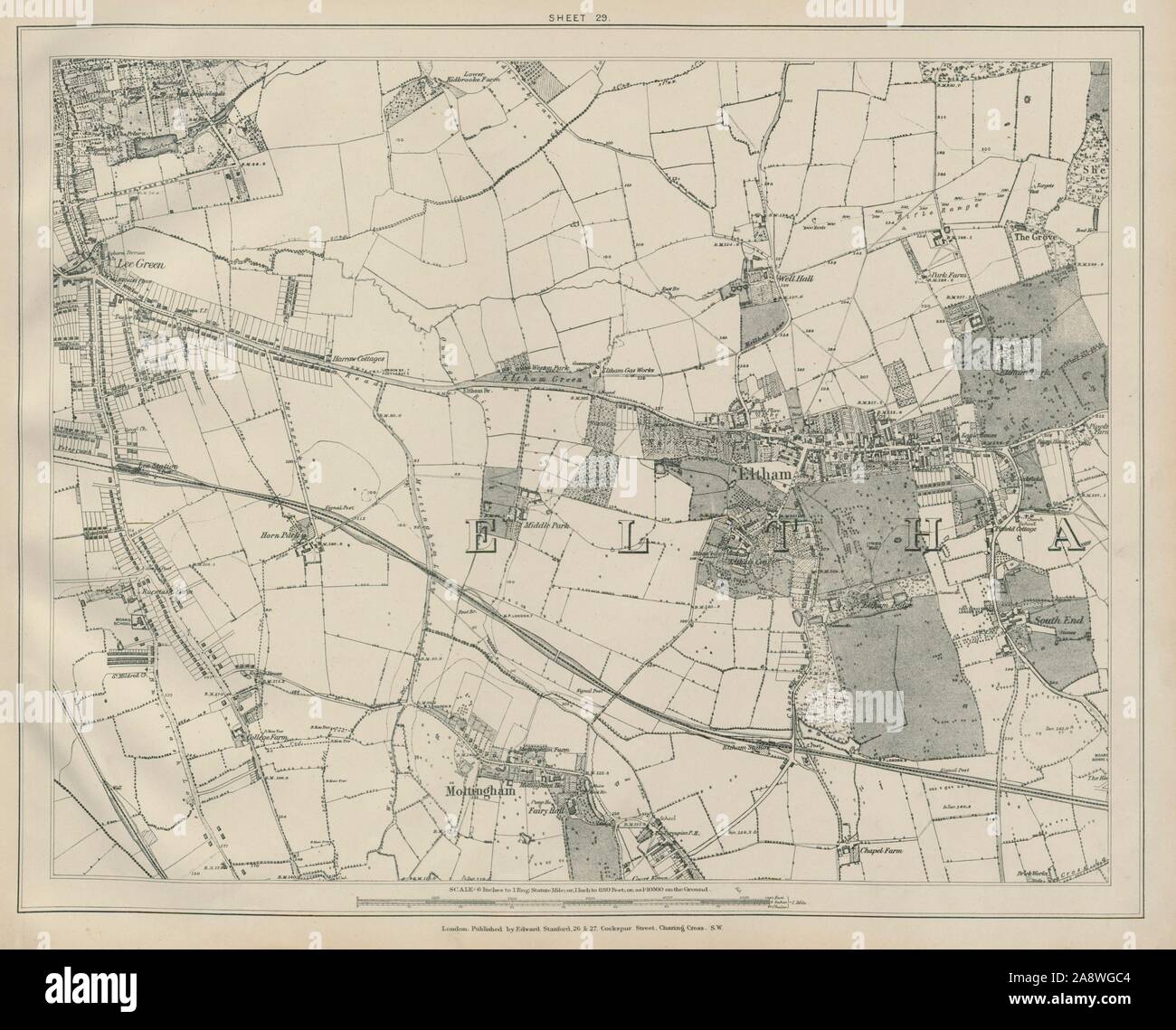 Stanford Library map of London Sheet 29 Eltham Mottingham Blackheath ...