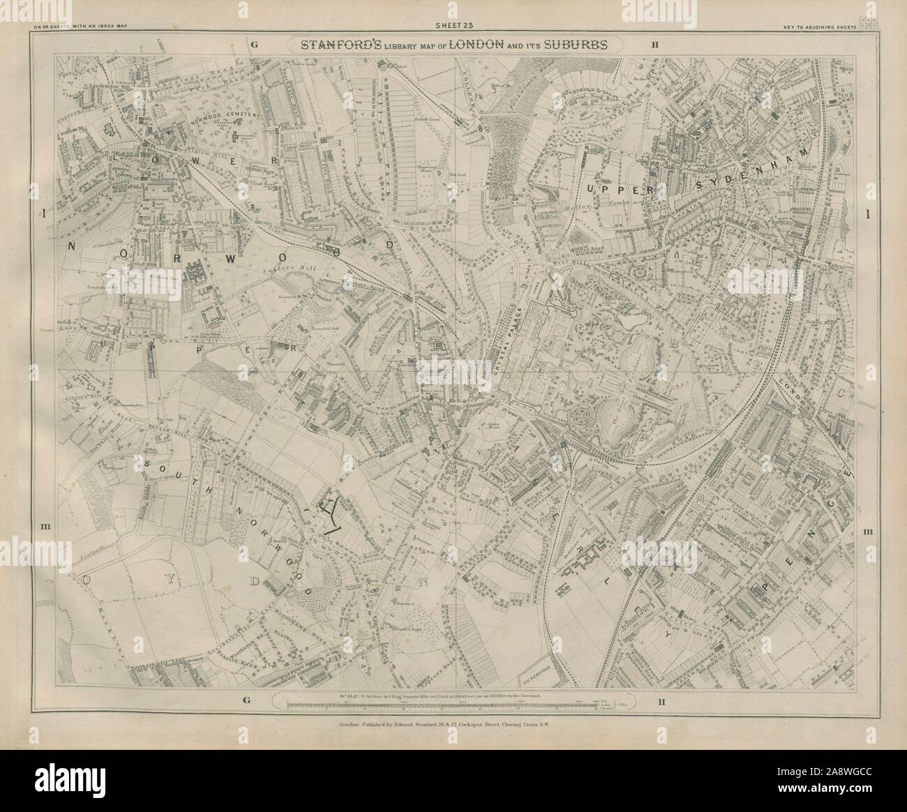 Stanford Library map of London Sheet 23 Crystal Palace Norwood Sydenham ...