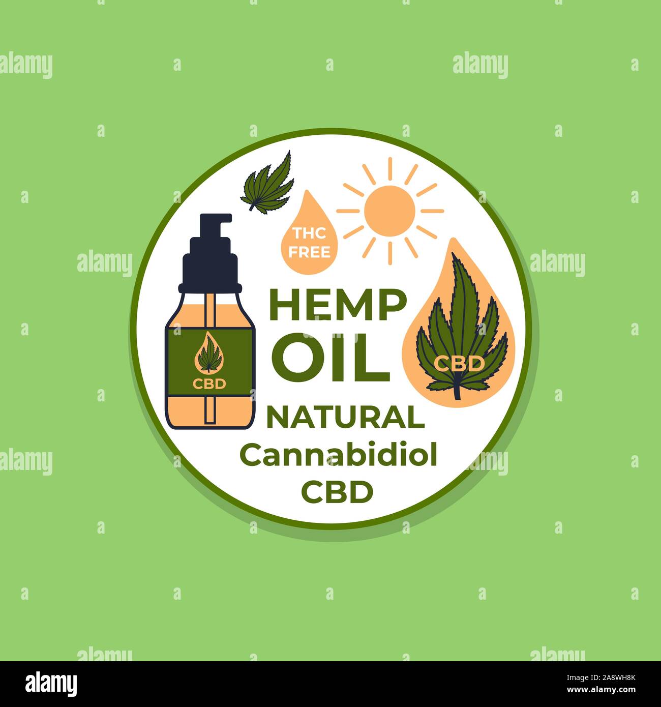 CBD Hemp Oil Natural Cannabidiol. Spray bottle. Vector Illustration ...