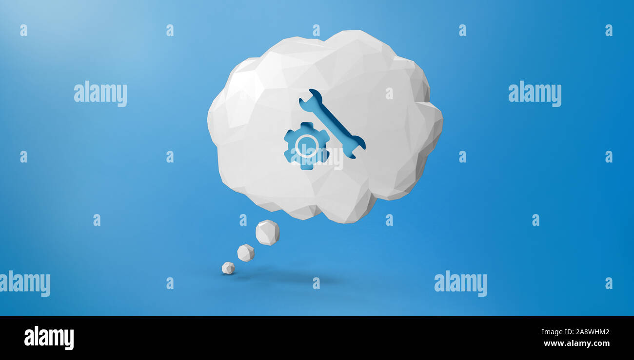 Cut out Information symbol in a low polly cloud shape speech bubble on ...