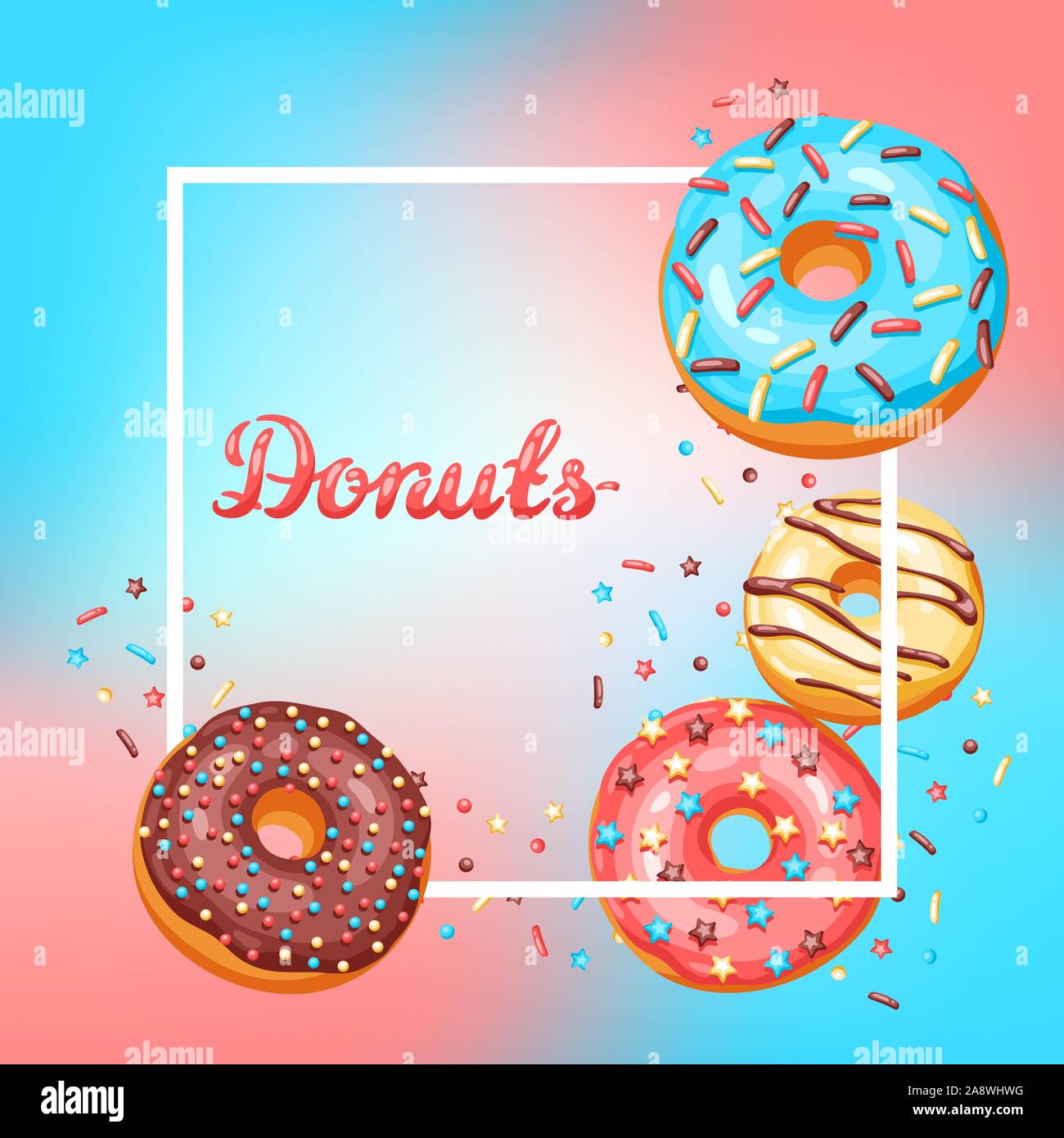 Frame with glaze donuts and sprinkles Stock Vector Image & Art - Alamy