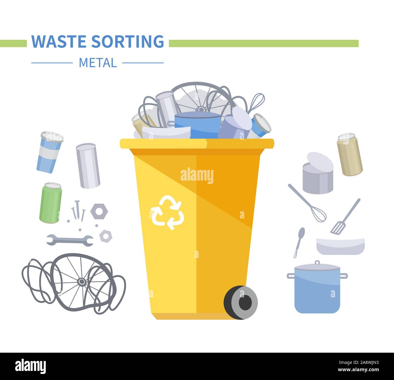 Metal waste recycling - modern flat design style illustration Stock ...