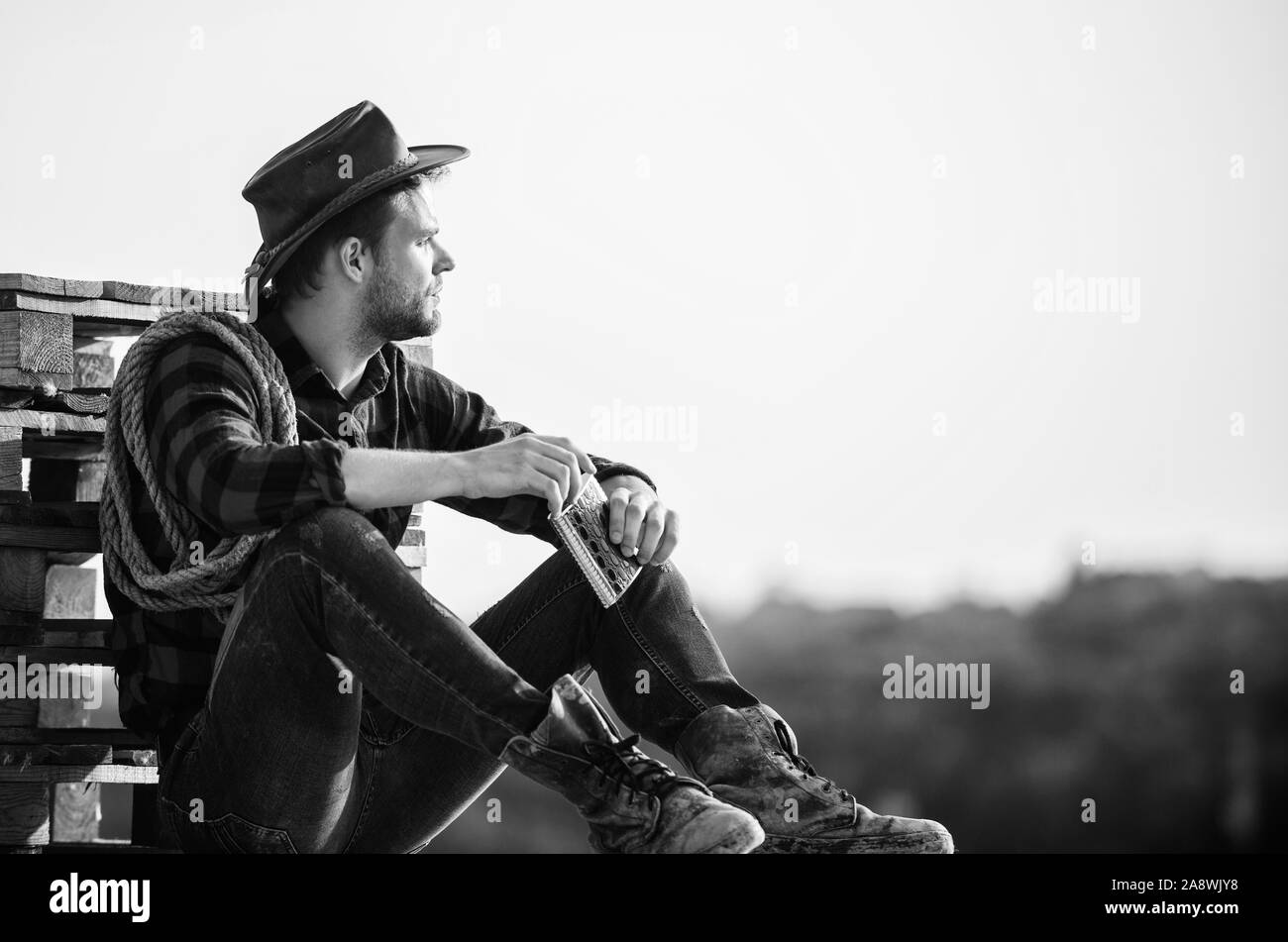 Hard working cowboy Black and White Stock Photos & Images - Alamy