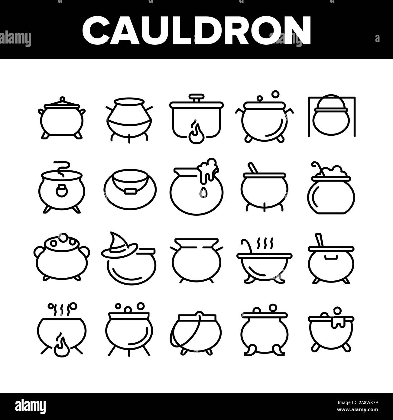 Cauldron Collection Elements Icons Set Vector Stock Vector Image & Art ...