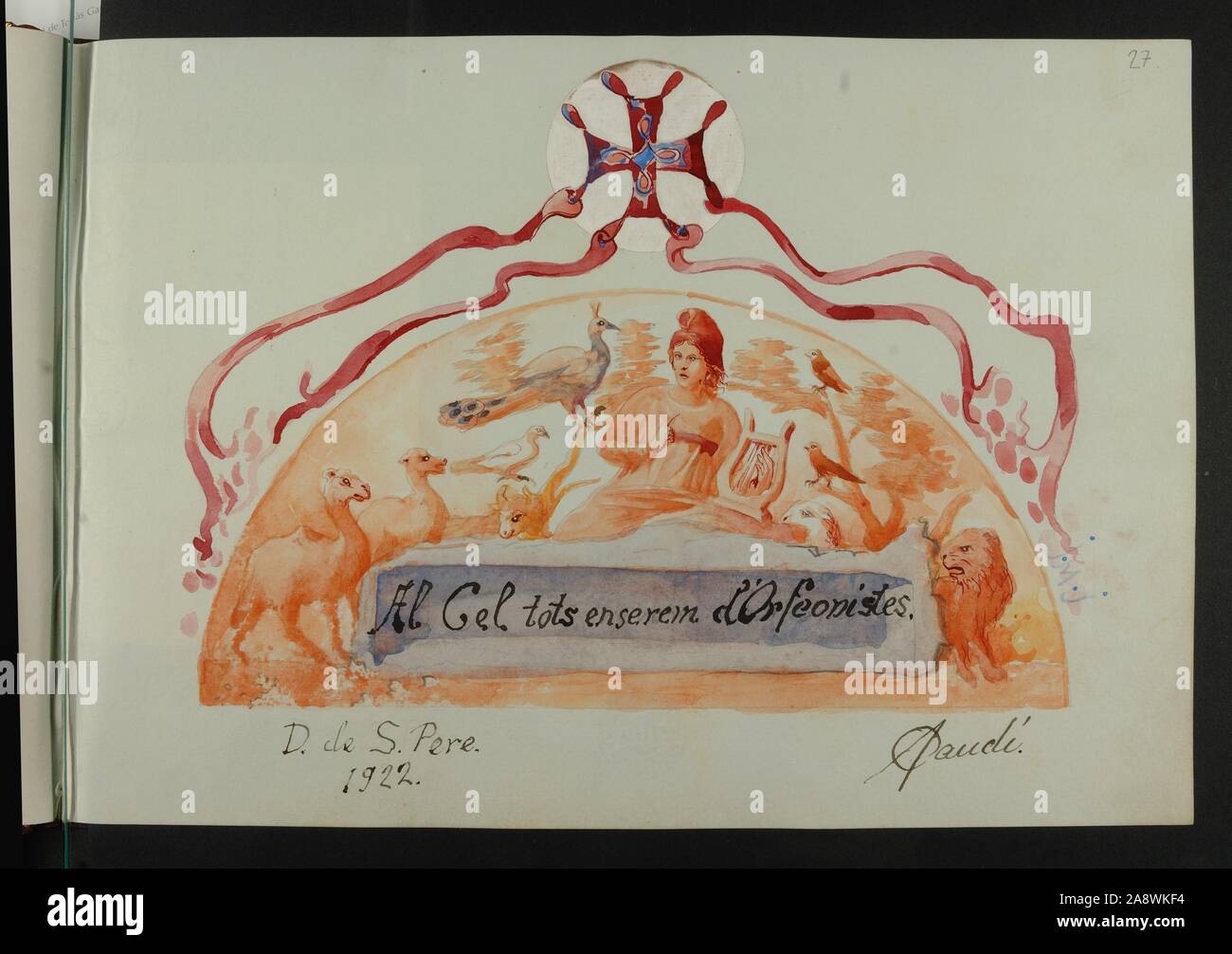 Drawing dedicated by Gaudí to the Orfeó Català, 1922. Author: ANTONI ...