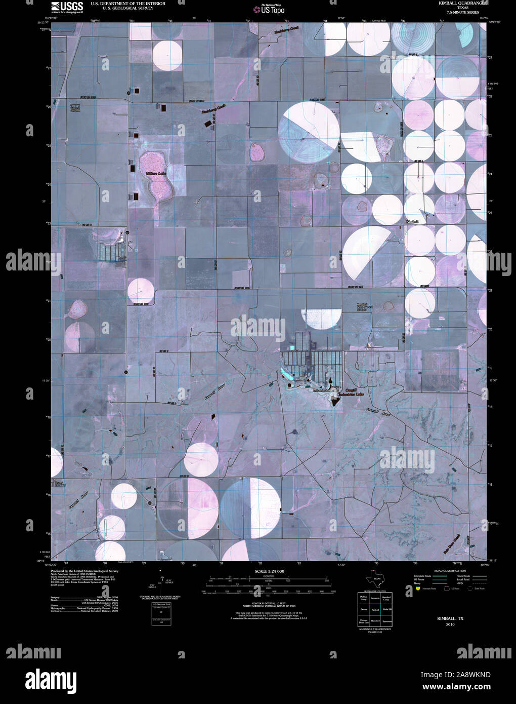 USGS TOPO Map Texas TX Kimball 20100819 TM Inverted Restoration Stock ...