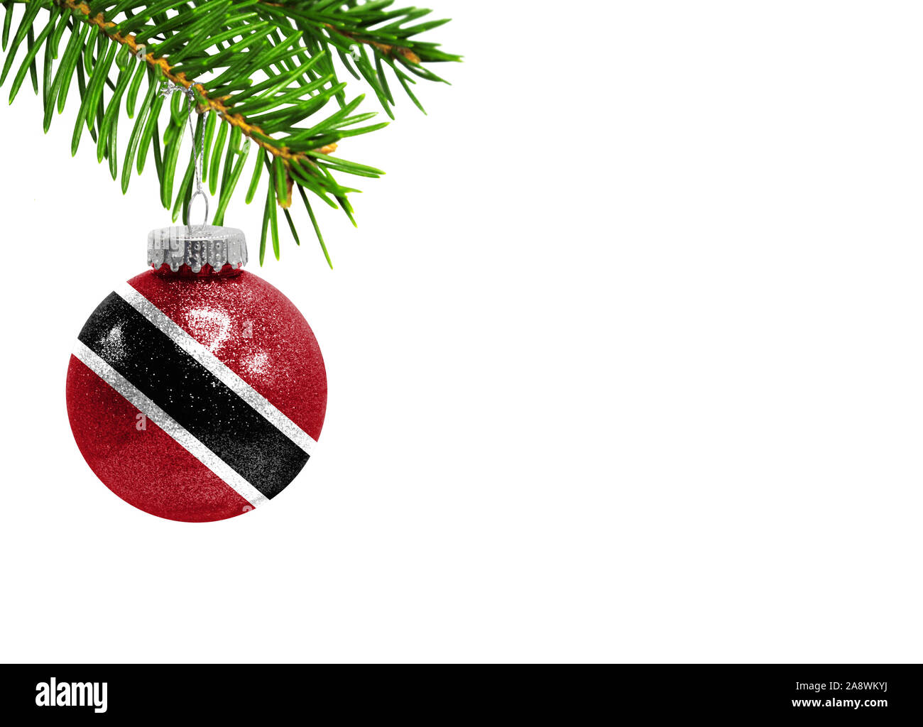 Glass Christmas ball toy isolated on white background with the flag of ...