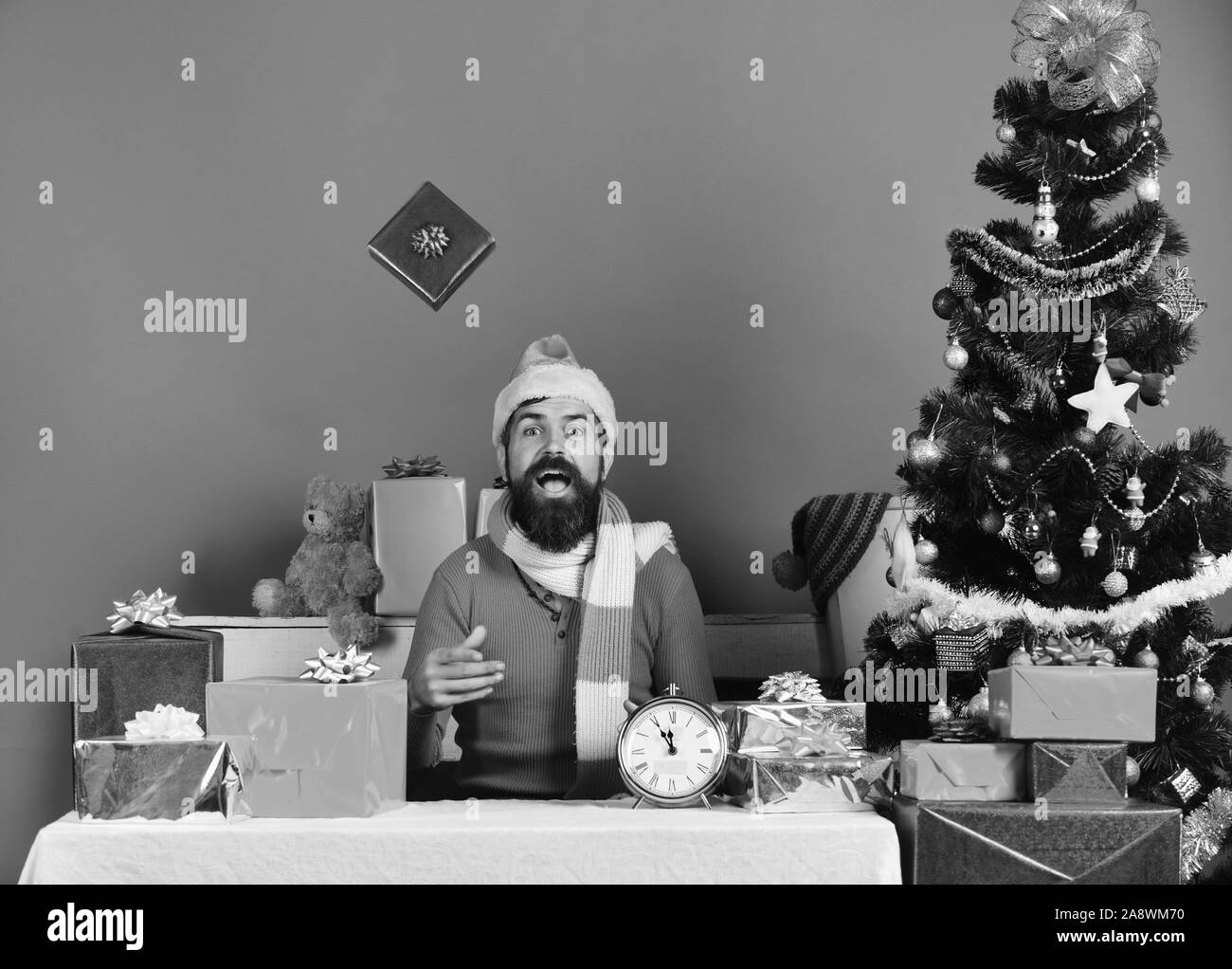 Blue present box red Black and White Stock Photos & Images - Alamy