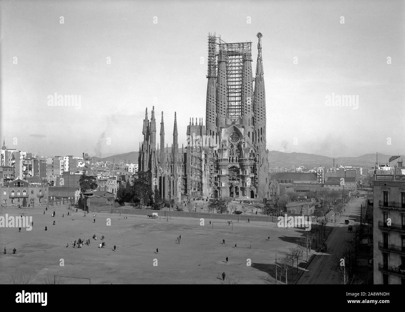 Expiatory Church of the Sagrada Familia, Barcelona, 1917 Stock Photo ...