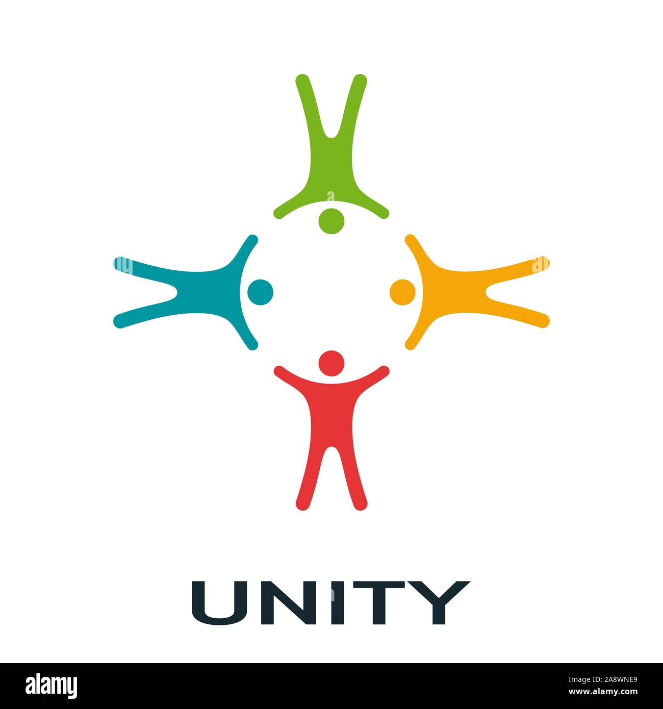 Vector unity concept. People with different skin colors holding each ...